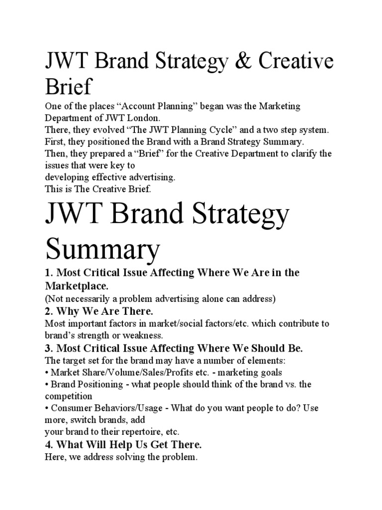 JWT Brand Strategy | PDF | Brand | Advertising