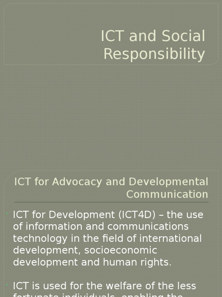 ICT and Social Responsibility | PDF | Information And Communications ...