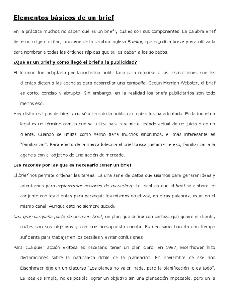 Elementos Básicos de Un Brief. | PDF | Marketing | Publicidad