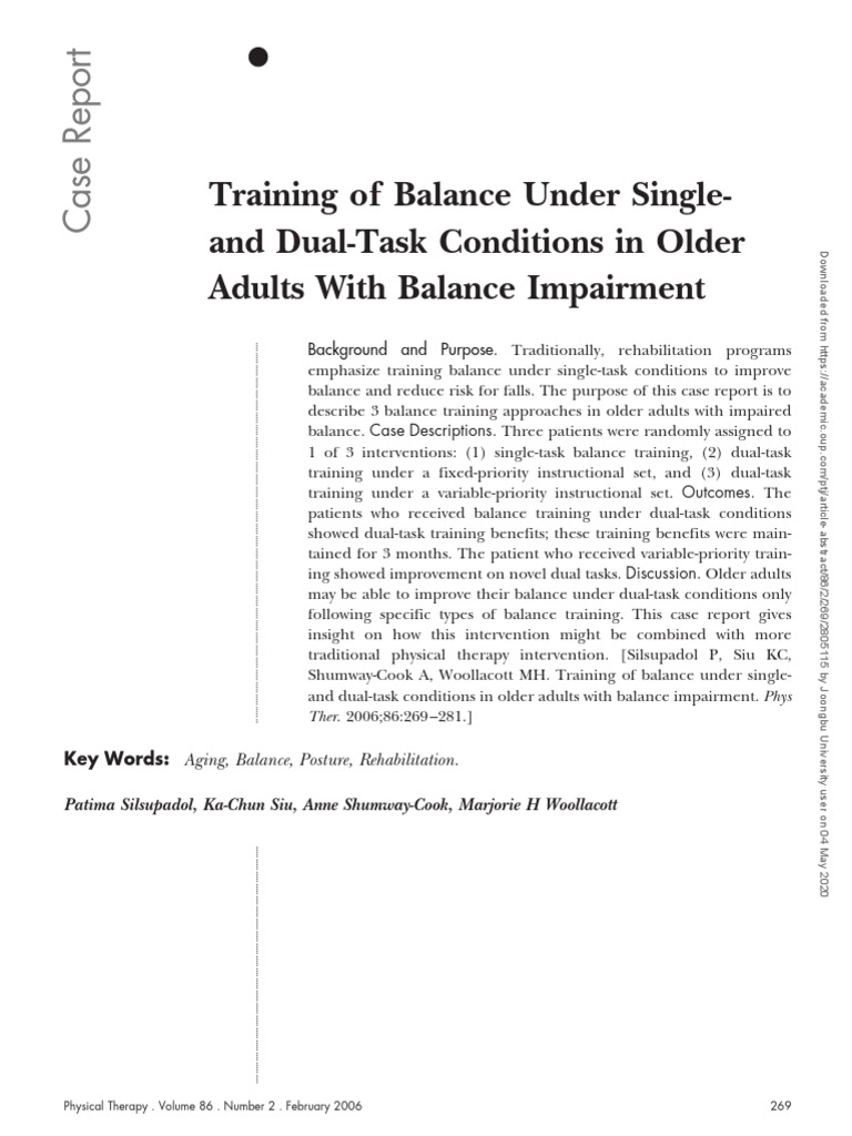 Training of Balance Under Single-And Dual-Task Conditions in Older ...