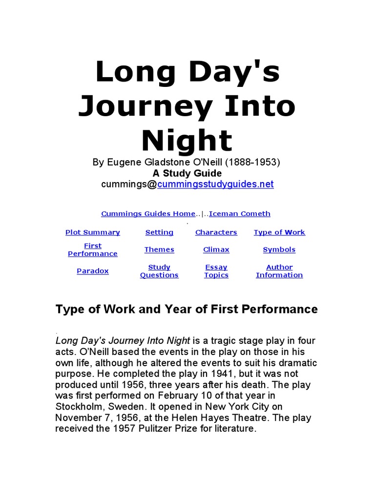 Long Day's Journey Into Night: Type of Work and Year of First ...