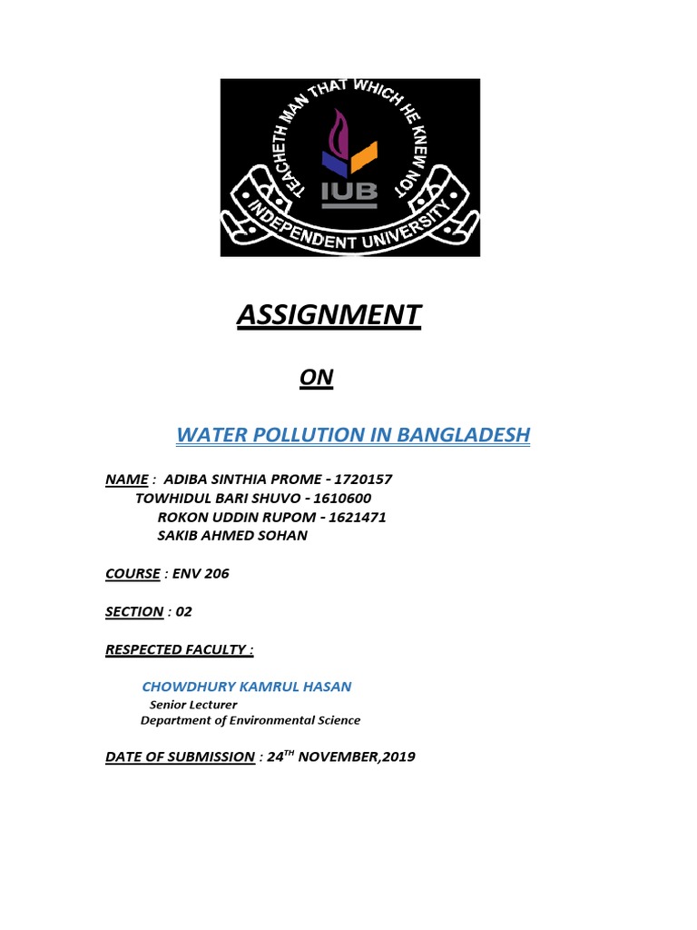 Assignment: Water Pollution in Bangladesh | PDF
