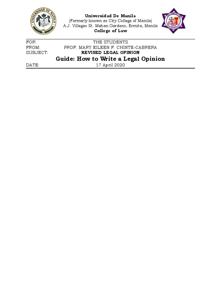 Guide: How To Write A Legal Opinion | PDF | Negligence | Opinion