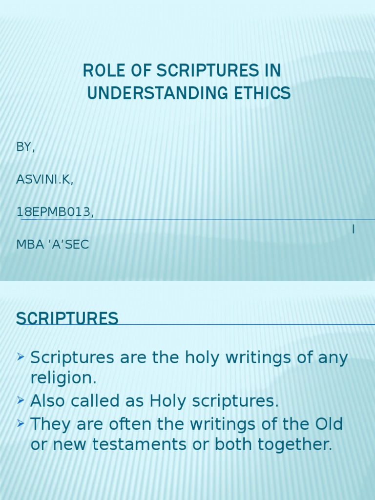 Role of Scriptures in Understanding Ethics | PDF
