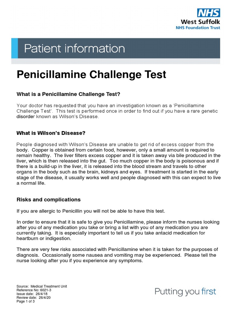 What Is A Penicillamine Challenge Test? | PDF | Health Care | Epidemiology
