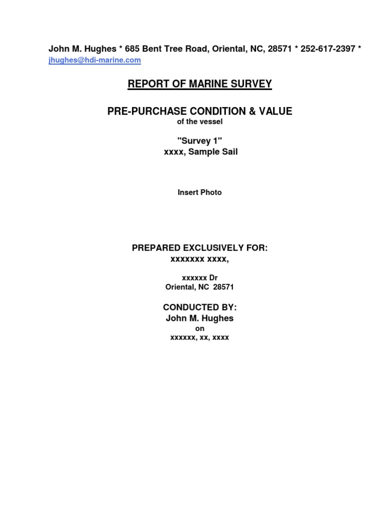 Report of Marine Survey Pre-Purchase Condition & Value | PDF ...
