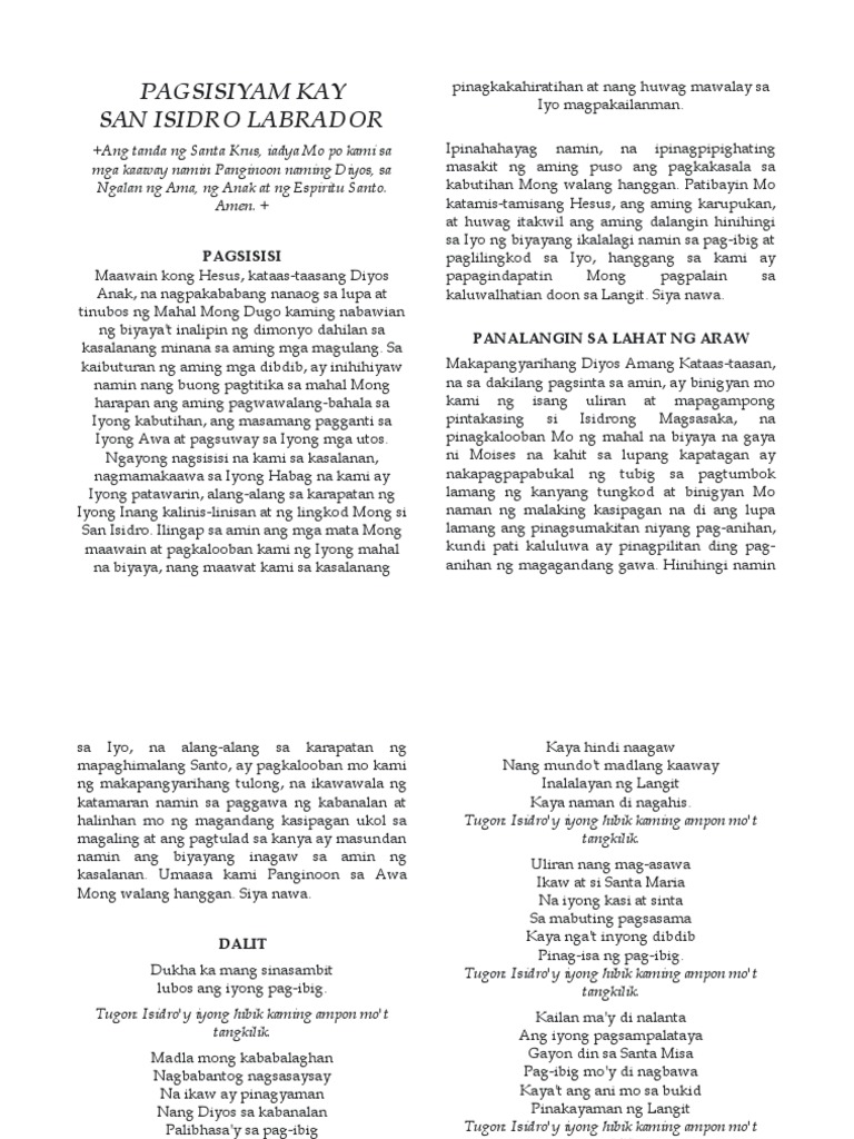 Pagsisiyam Kay San Isidro Labrador | PDF