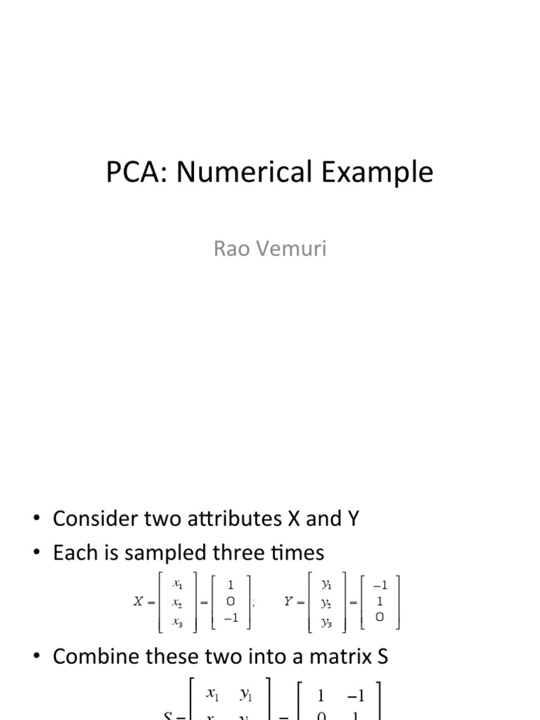 PCA: Numerical Example: Rao Vemuri | PDF | Eigenvalues And Eigenvectors ...
