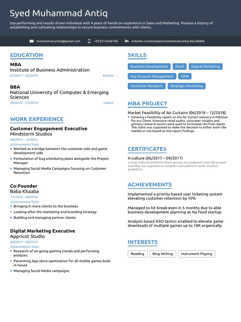 Syed's Resume - IBA - MBA | PDF | Digital Marketing | Customer ...