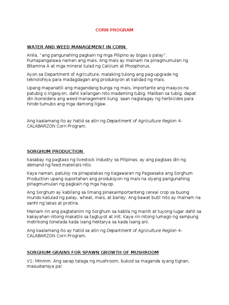 Radio Plugs Script - Corn Program | PDF