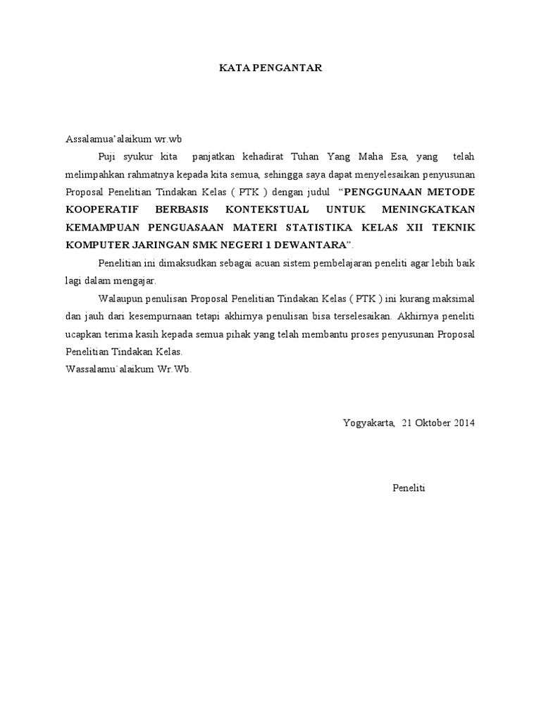 Contoh KATA PENGANTAR PTK | PDF