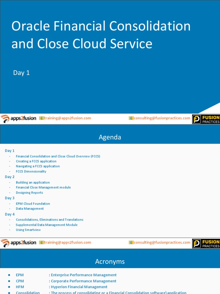Oracle Financial Consolidation & Close Cloud Service (FCCS) Training ...
