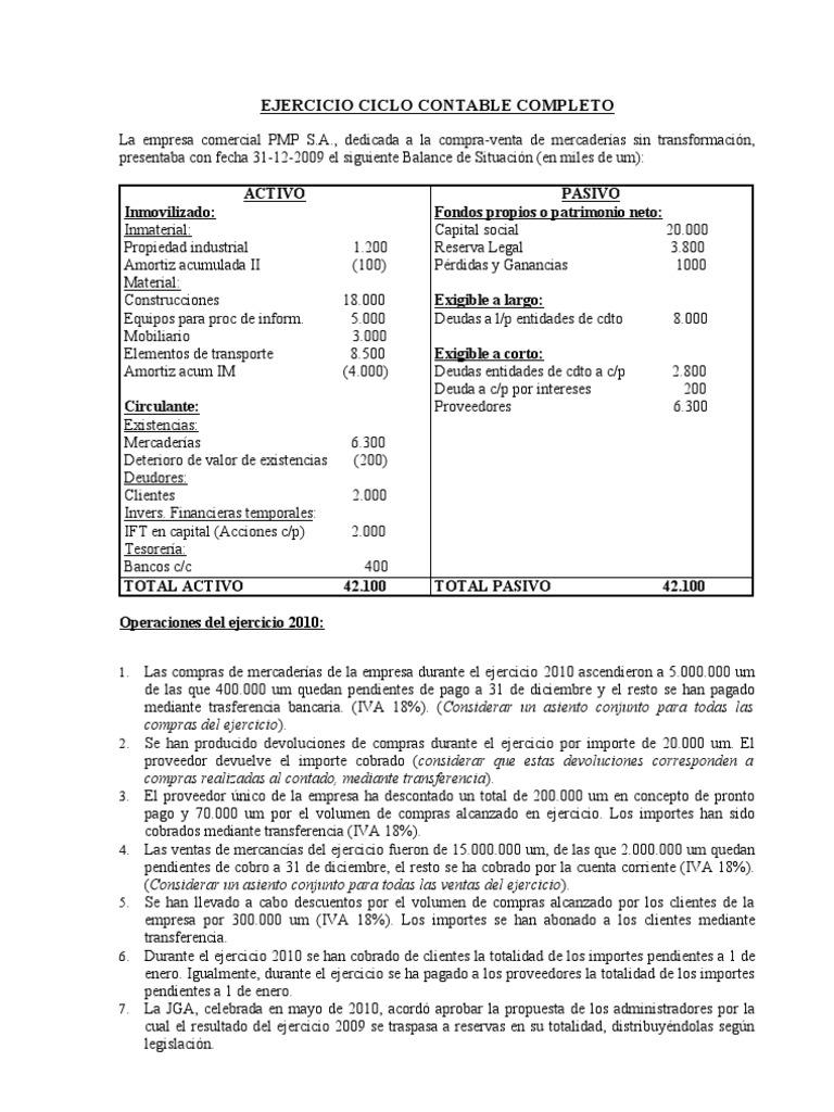 Ejercicio Ciclo Contable Completo | PDF | Devengo | Contabilidad