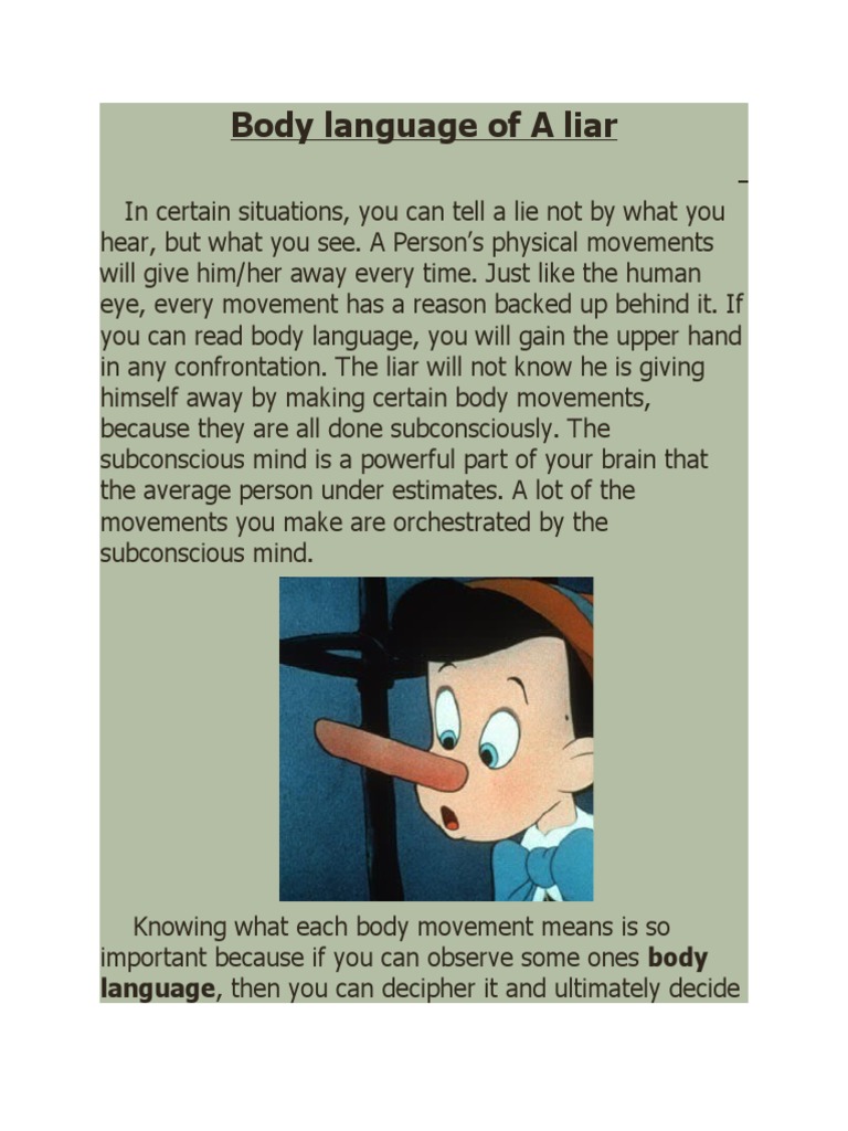 Body Language When Lying | PDF | Lie | Body Language