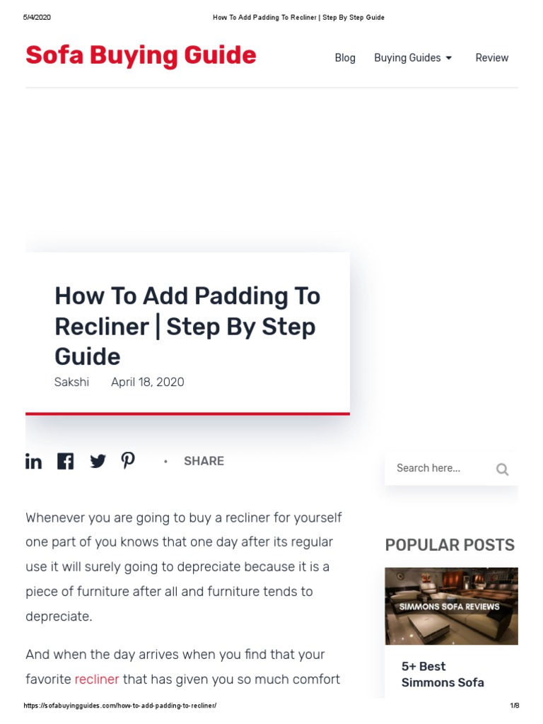 How To Add Padding To Recliner - Step by Step Guide | PDF | Home & Garden