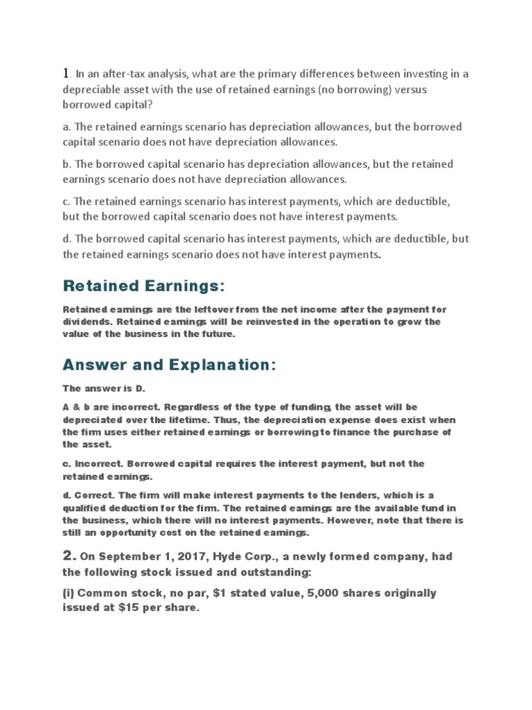 Questions and Solutions | PDF | Retained Earnings | Dividend