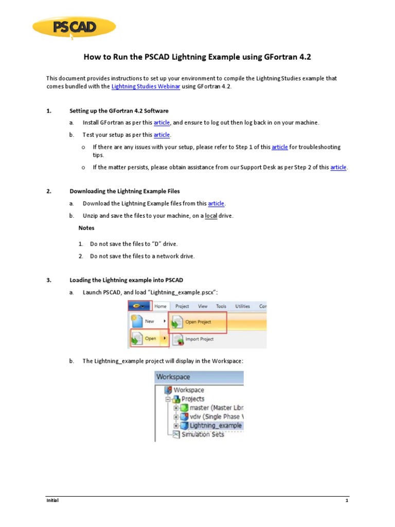 How To Run The Pscad Lightning Example Using Gfortran 4.2 | PDF ...