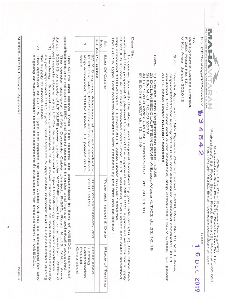 GTP Approval 2c X 6 SQ - MM Al Arm XLPE | PDF