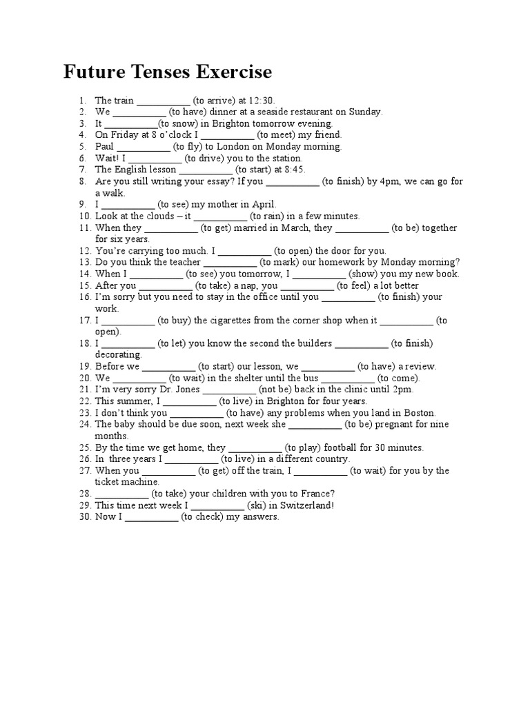 Future Tenses Exercise | PDF