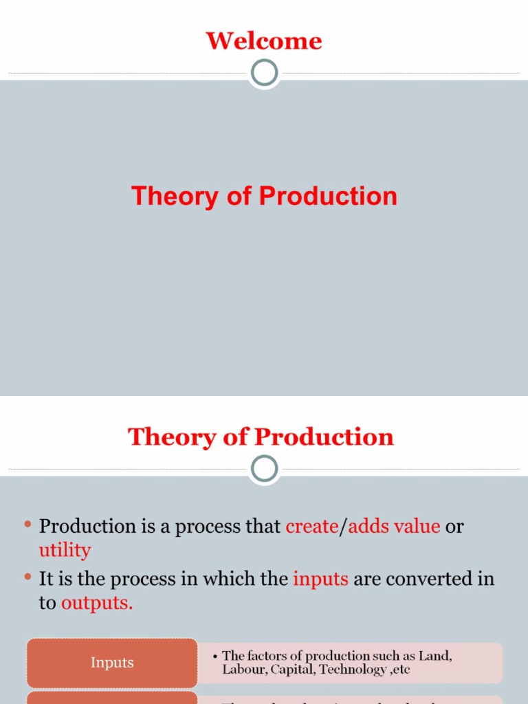 Theory Of Production 1 3 Pdf Production Function Factors Of