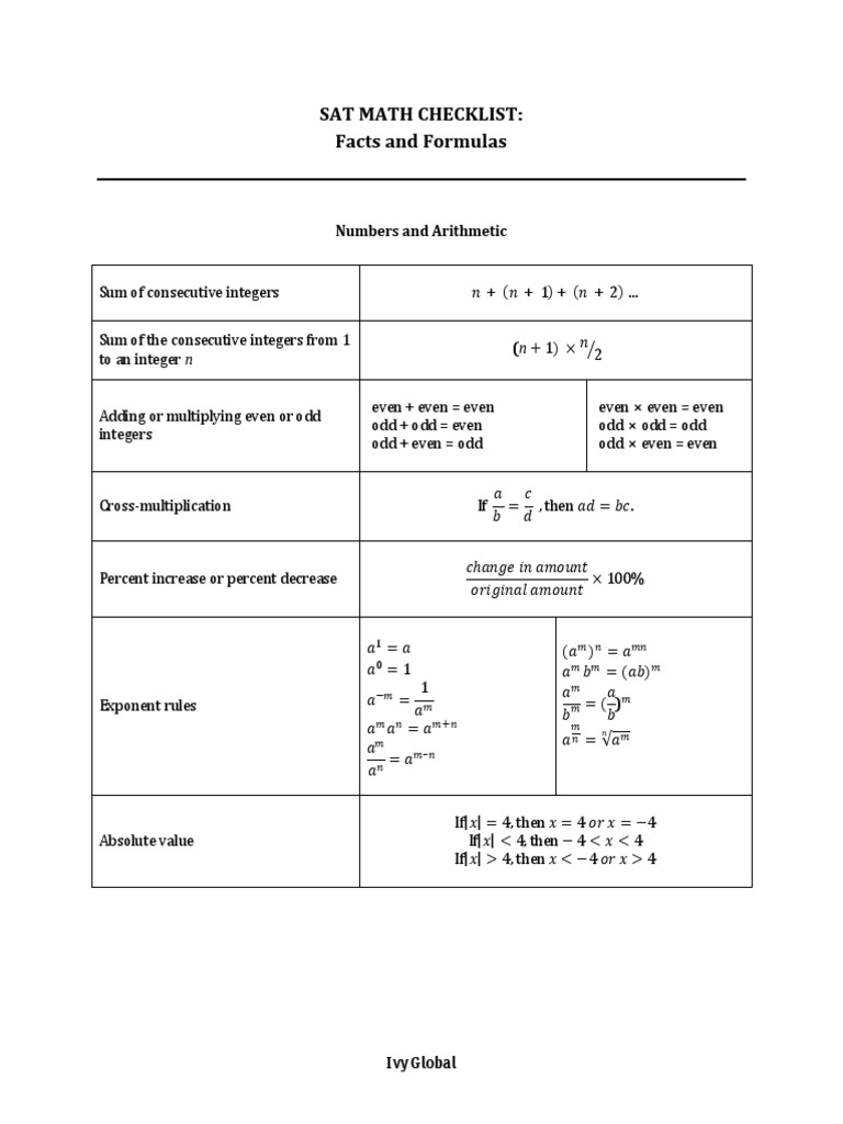 SAT Math Formulae Sheet 3 PDF | PDF | Triangle | Area