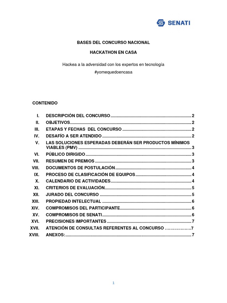 BASES Hackathon en Casa SENATI | PDF | Propiedad intelectual | Derechos de autor