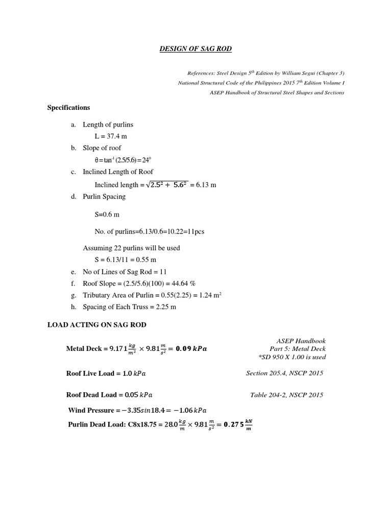 Specifications: Design of Sag Rod | PDF | Economic Sectors | Mechanical ...