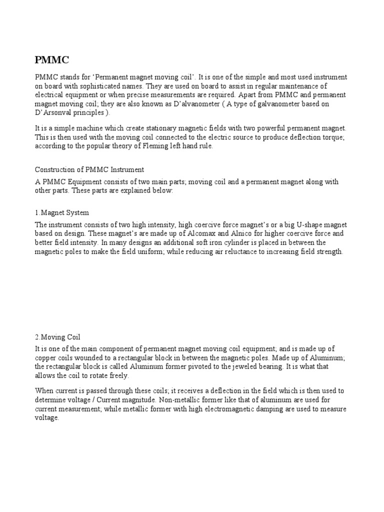PMMC and MI | PDF | Magnet | Inductor