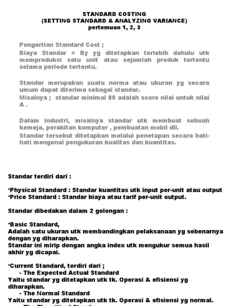 AKMEN Materi 1. STANDAR COSTING | PDF