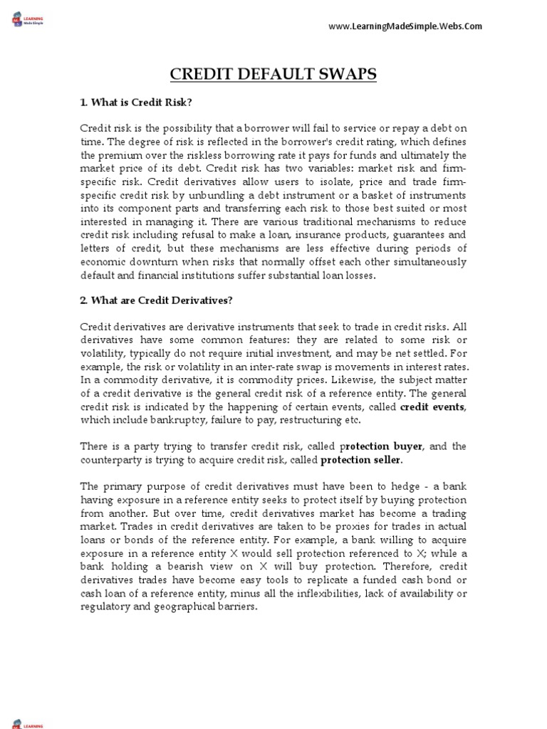 Credit Default Swaps | PDF | Derivative (Finance) | Credit Derivative