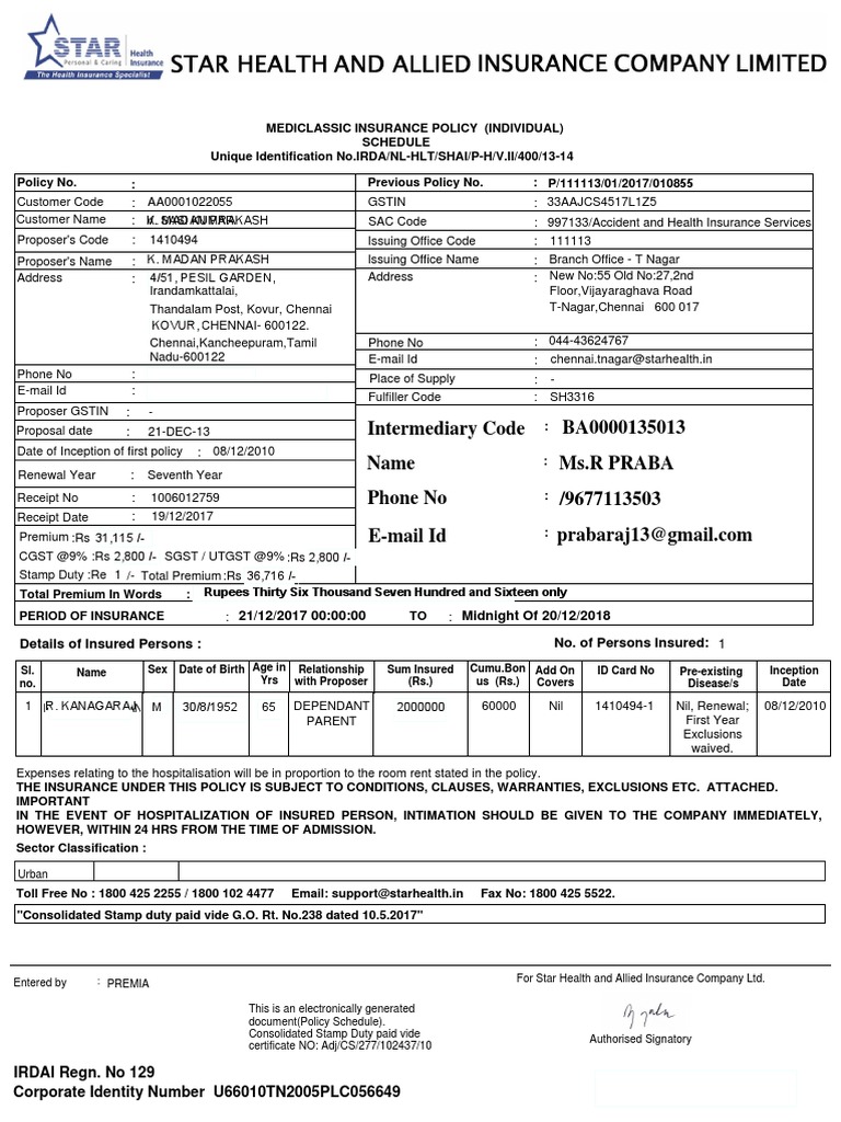 Health Insurance Policy Details | PDF | Insurance | Service Industries