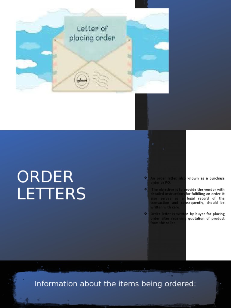 Letter of Placing An Order | PDF | Payments | Financial Transaction