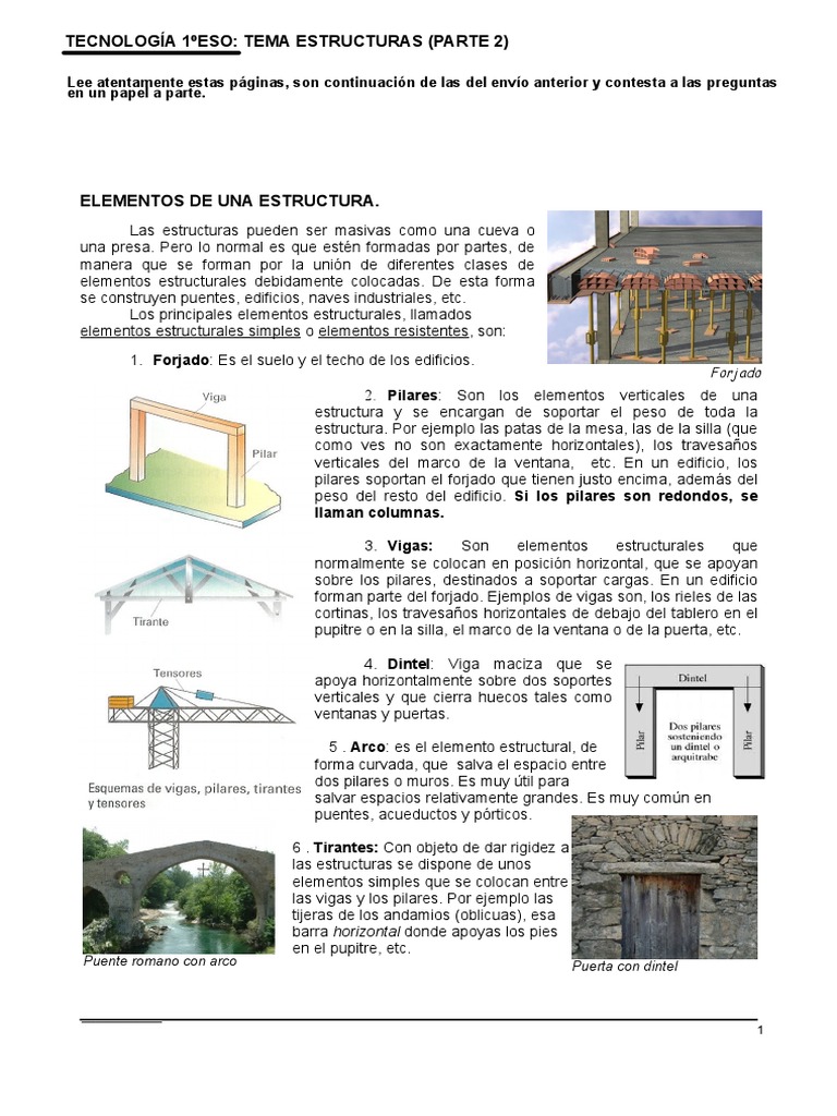 Tecnologia 1ºeso Estructuras Parte 2 | PDF | Fundación (Ingeniería) | Hormigón