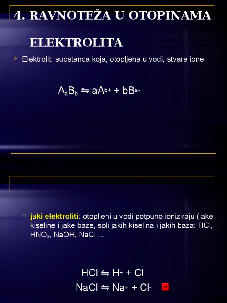 Ravnoteza U Otopinama Elektrolita, Teorije Kiselina I Baza | PDF