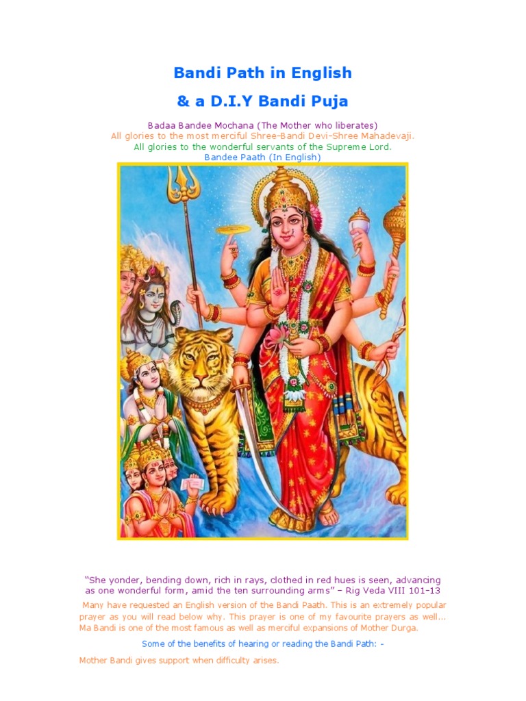 Bandi Path: English Prayer Guide | PDF | Kali | Shiva