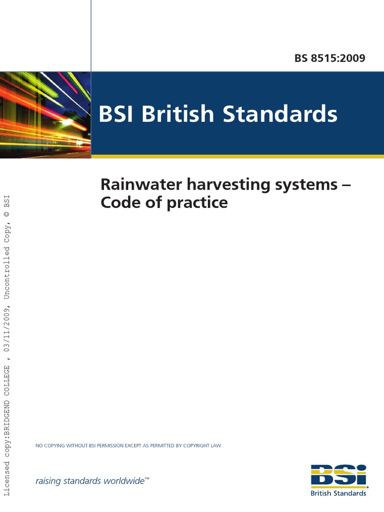 BS8515-2009 - Rain Water Harvesting | PDF | Water | Environmental ...