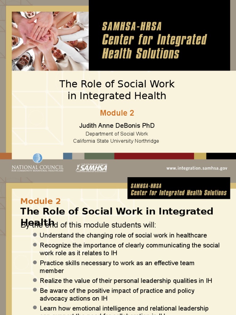 The Role of Social Work in Integrated Health: Judith Anne Debonis PHD ...