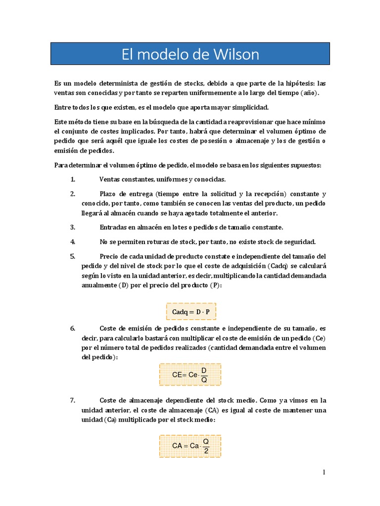 El Modelo de Wilson LAL04 | PDF | Economias | Business
