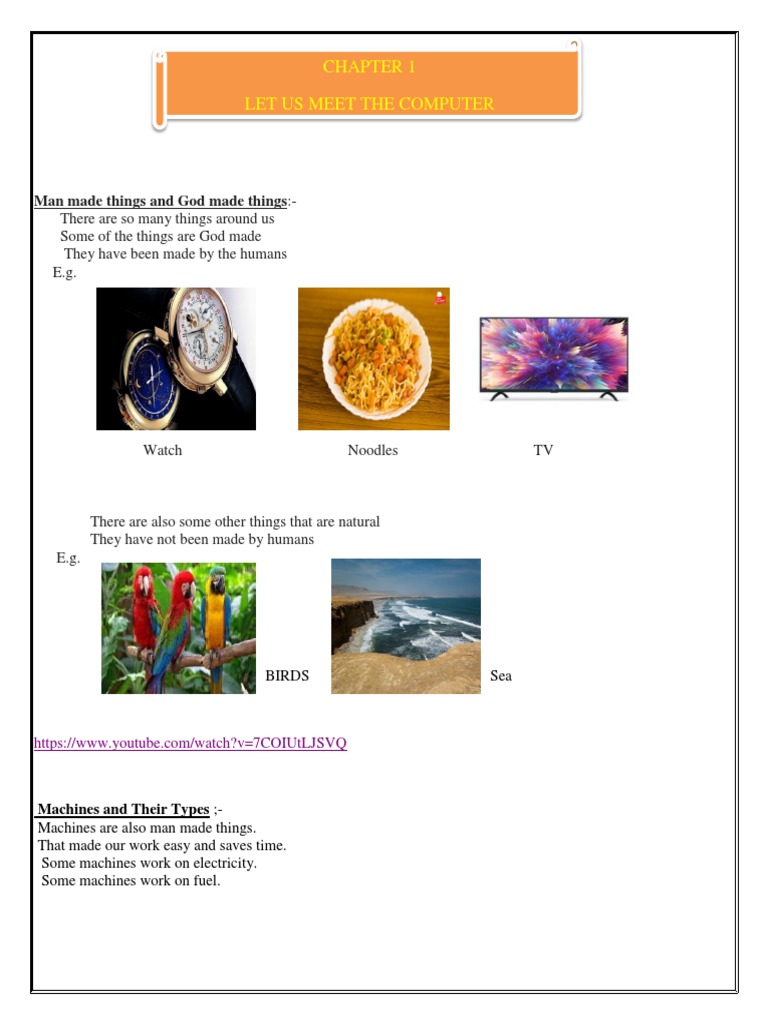 Man Made Things and God Made Things Class 1 | PDF