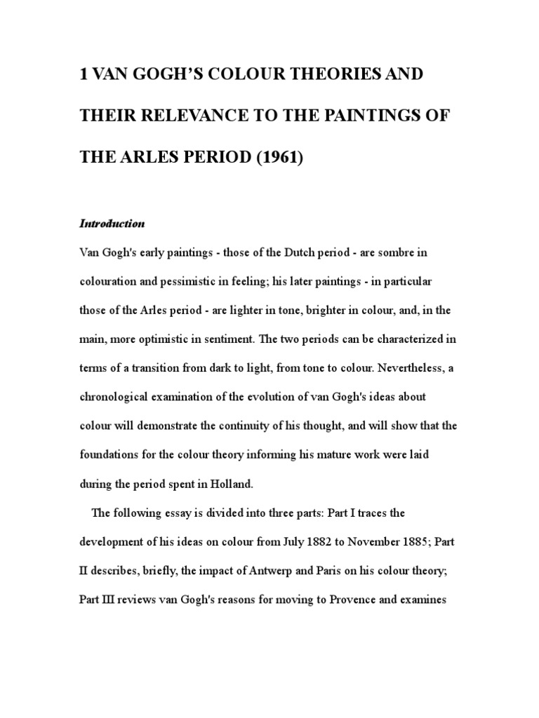 Van Gogh's Color Theory in Arles | PDF | Vincent Van Gogh | Blue