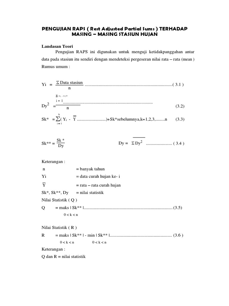 Uji Konsistensi Data Hujan RAPS | PDF | Metode & Bahan Ajar