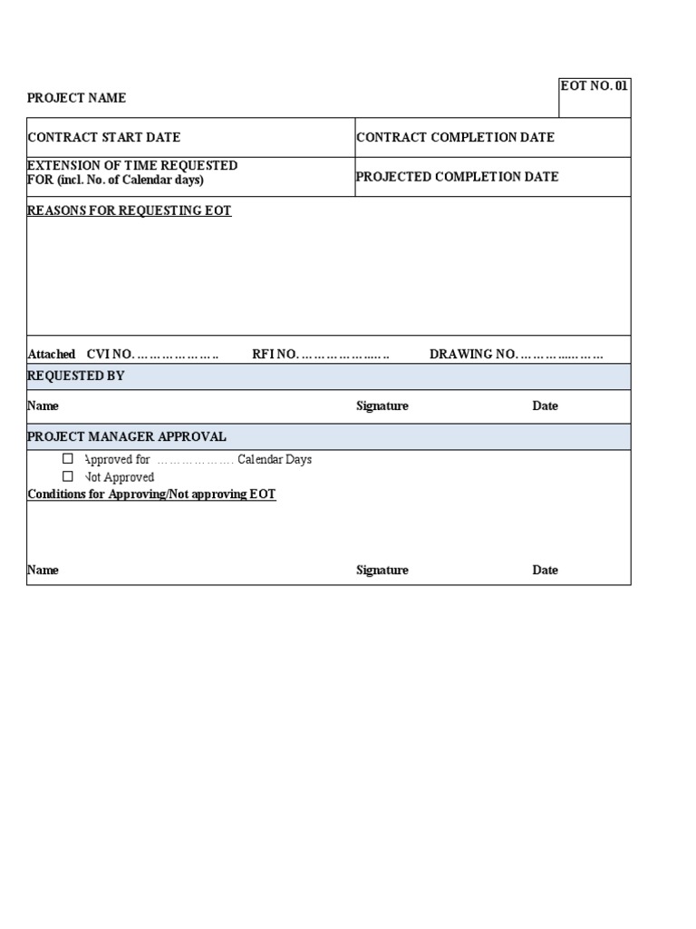 Request for Extension of Time on Project Completion Due to Unforeseen ...