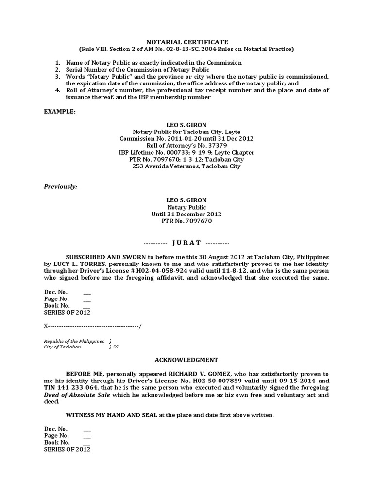 Notarial Certificate | PDF | Notary Public | Practice Of Law