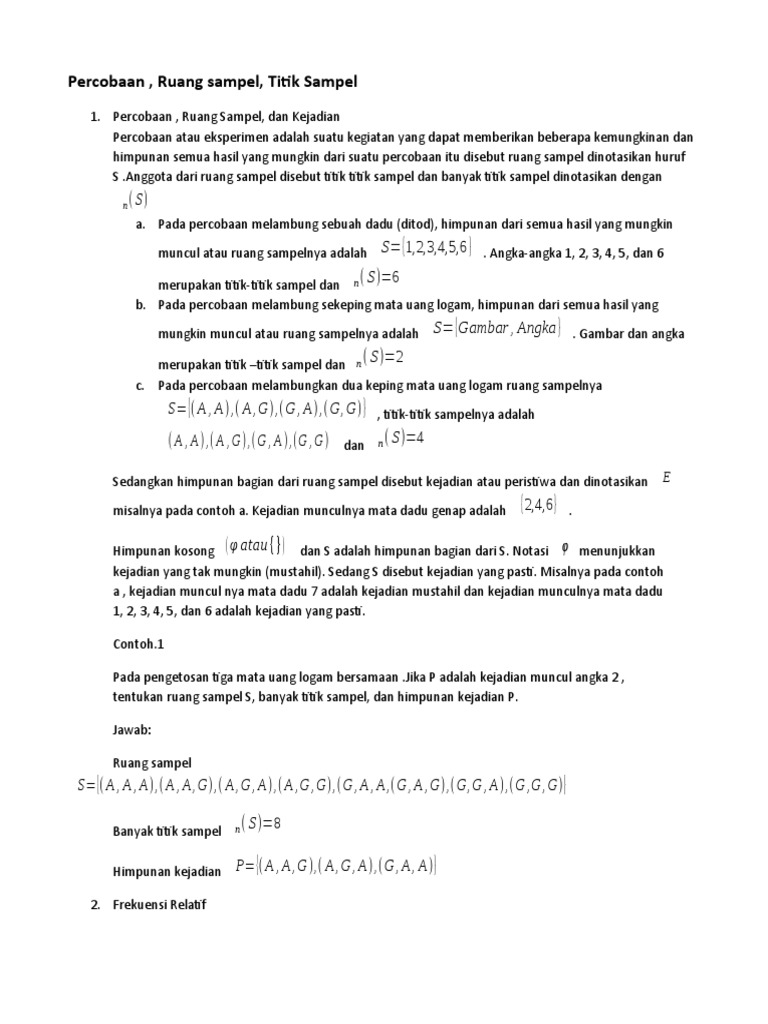 Ruang Sampel Titik Sampel | PDF