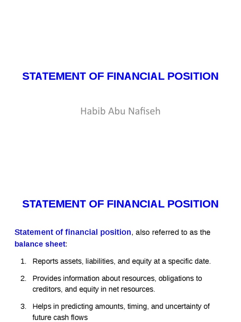 Statement of Financial Position - 1 | PDF | Intangible Asset | Balance ...