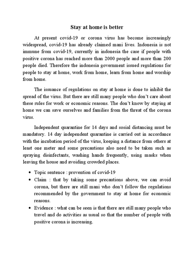 Stay Home to Prevent COVID-19 | PDF | Social Science | Lifestyle