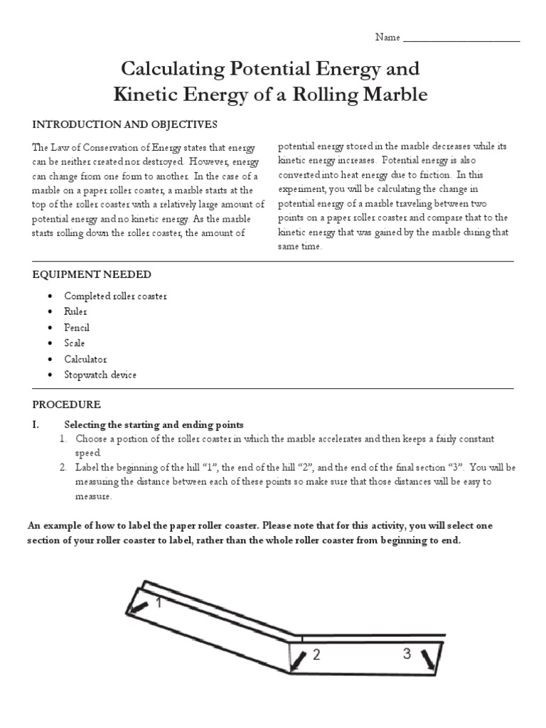 Calculating energy changes of a rolling marble | PDF | Potential Energy ...