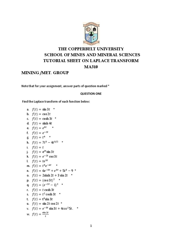 The Copperbelt University School of Mines and Mineral Sciences Tutorial ...