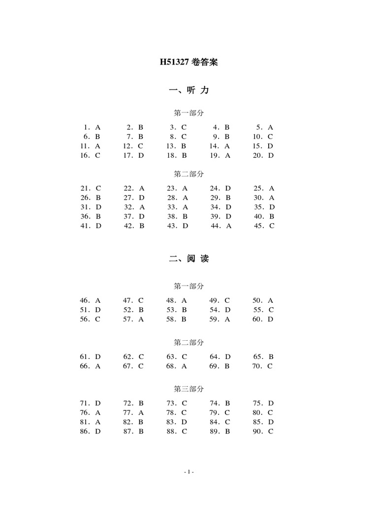 H51327 Answer Sheet PDF | PDF