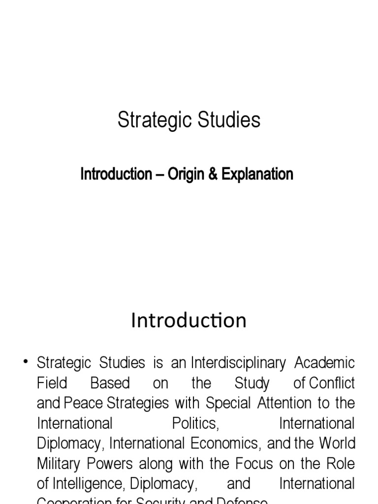 Introduction To Strategic Studies | PDF | The Art Of War | Strategic ...